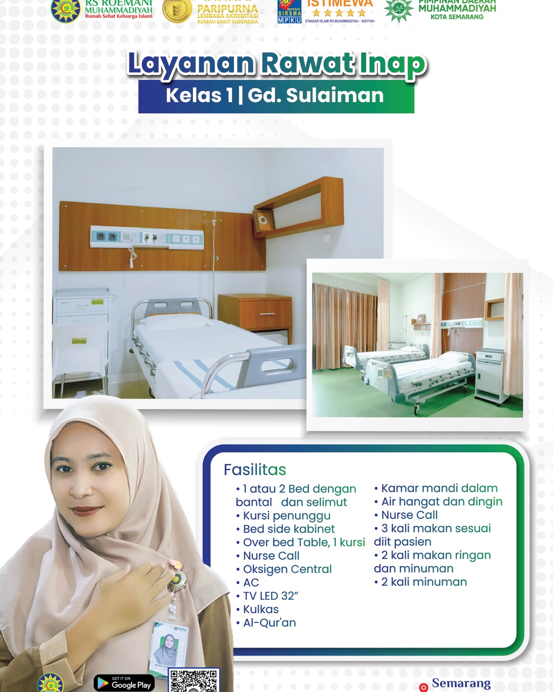 Layanan Rawat Inap Kelas 1 RS Roemani Muhammadiyah Semarang - RS ...